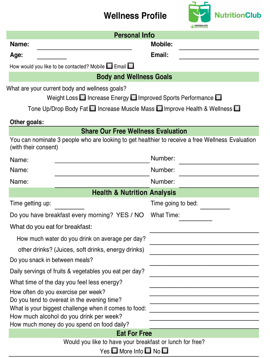 Breakfast Budget Club: Wellness Profile Sheets (Pack of 200) – WearTheBrand